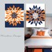 Floral Bursts Bold Stripes Wall Art Prints Modern Flower Decor, Orange ...