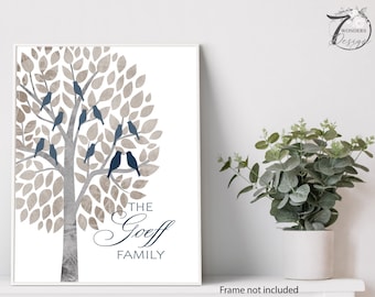 Blue Family Tree Art - Etsy