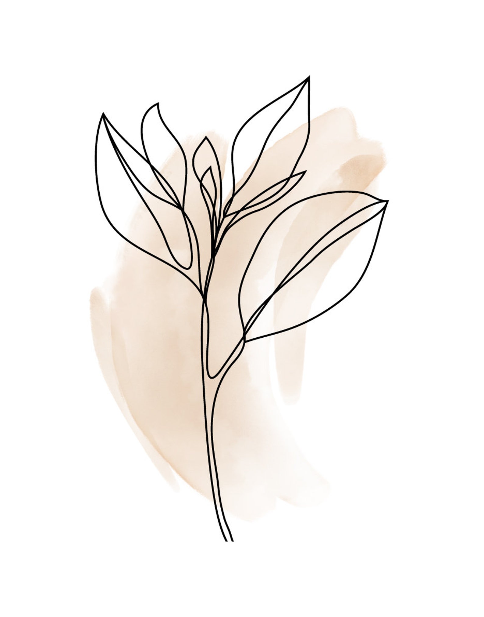 Watercolor Flower Line Art Prints Floral Neutral Botanical - Etsy