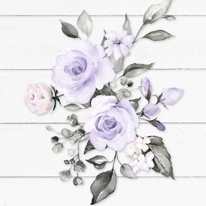 Girls Farmhouse Watercolor Floral Personalized Art Decor, Faux Wood ...