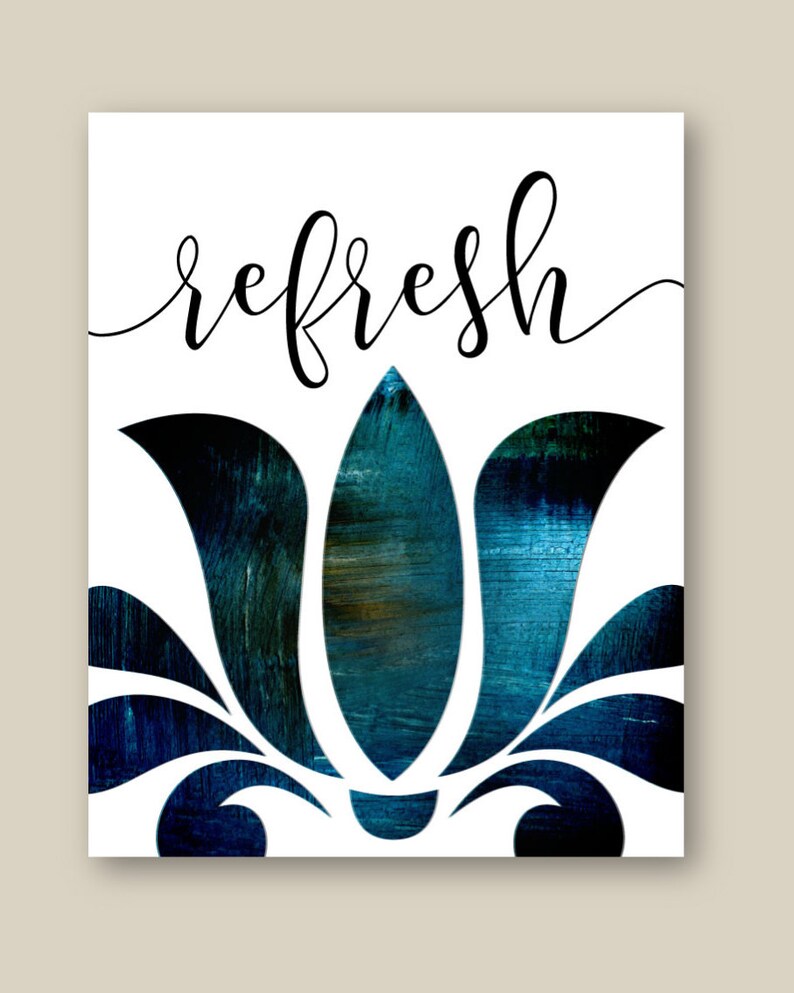 Modern Abstract Floral Bathroom Art Relax Renew Refresh Art in - Etsy