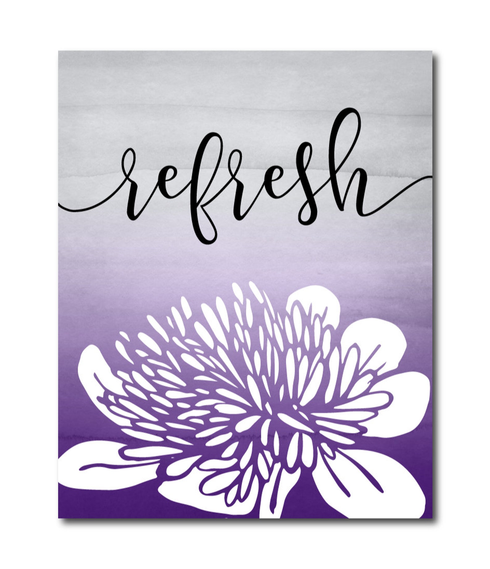 Bathroom Wall Art Relax Renew Refresh Abstract Floral Art - Etsy