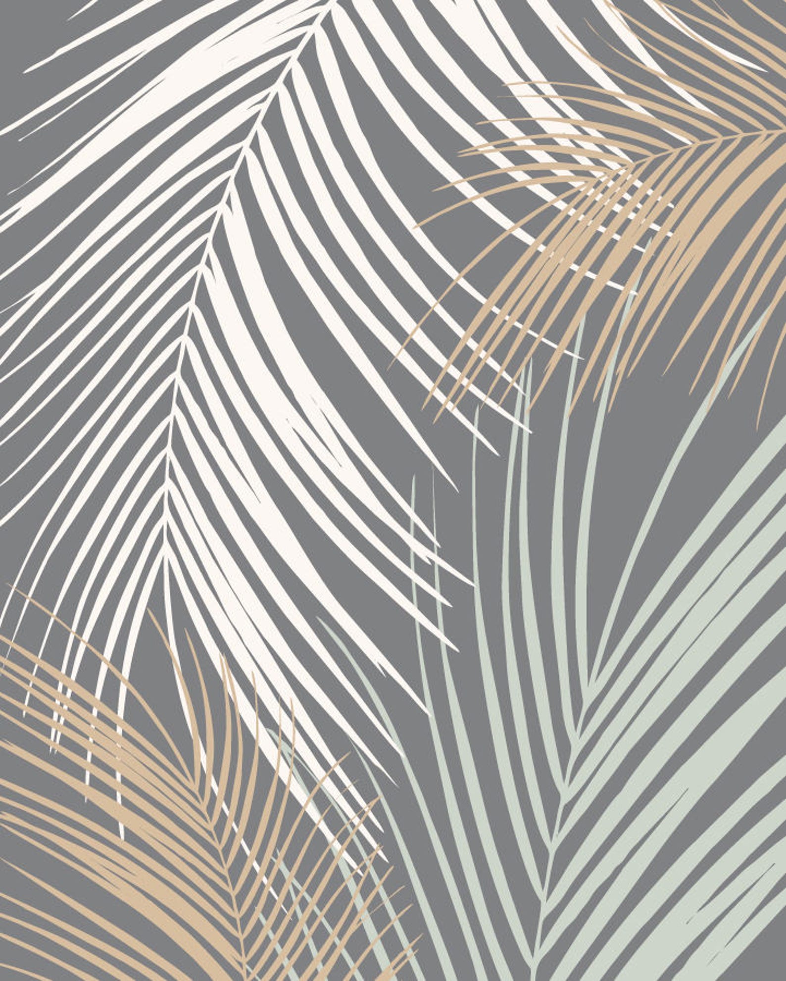 Floral Palm Leaves Abstract Art Prints Leaf Decor Neutral - Etsy