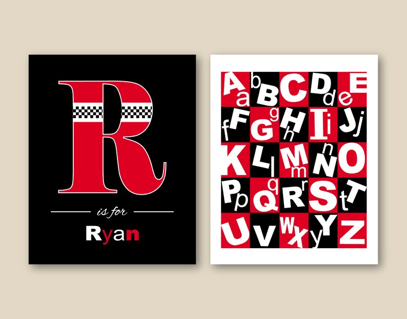Boys Dream Big Alphabet Race Car Theme Wall Art Personalized - Etsy