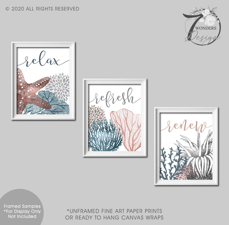 Relax Refresh Renew Ocean Theme Bathroom Art Prints Starfish - Etsy