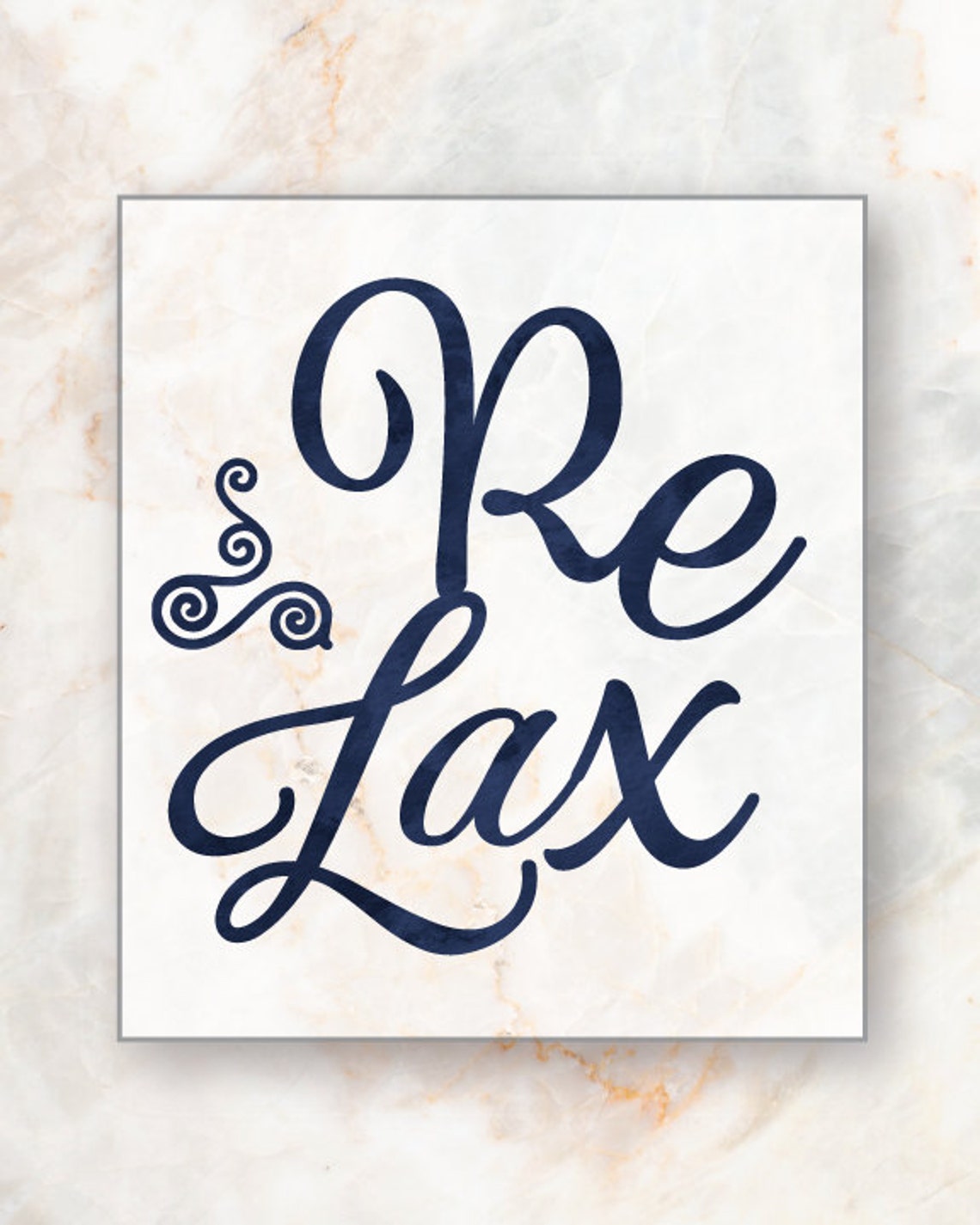 Navy Blue Relax Soak Unwind Modern Bathroom Art Marble and | Etsy