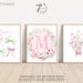 Pink Coquette Bows Girls Initial Art Prints Pink Green Wildflowers ...