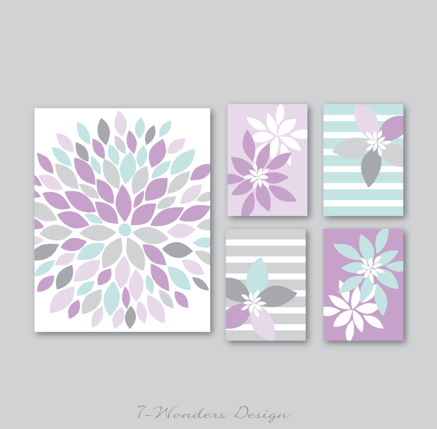 Flower Burst Wall Art Botanicals Abstract Art Print Set of - Etsy