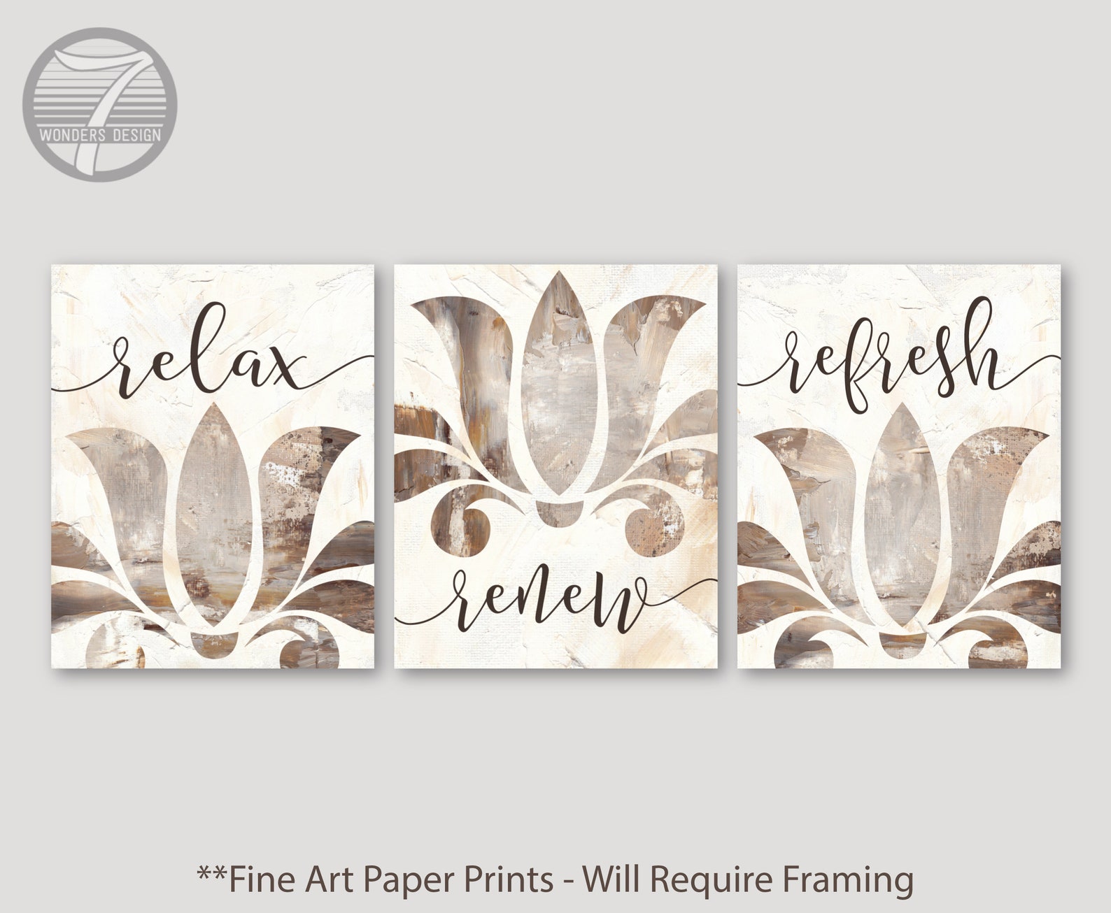 Bathroom Art Relax Renew Refresh Abstract Art Elegant Oil Paint ...