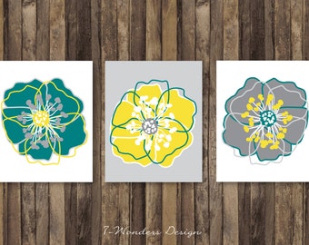 Teal Yellow Grey | Etsy