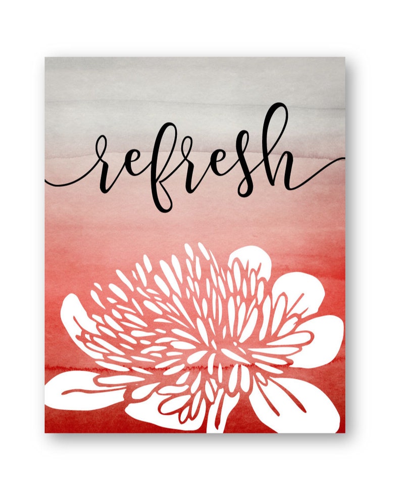 Bathroom Wall Art Relax Renew Refresh Abstract Floral Art | Etsy