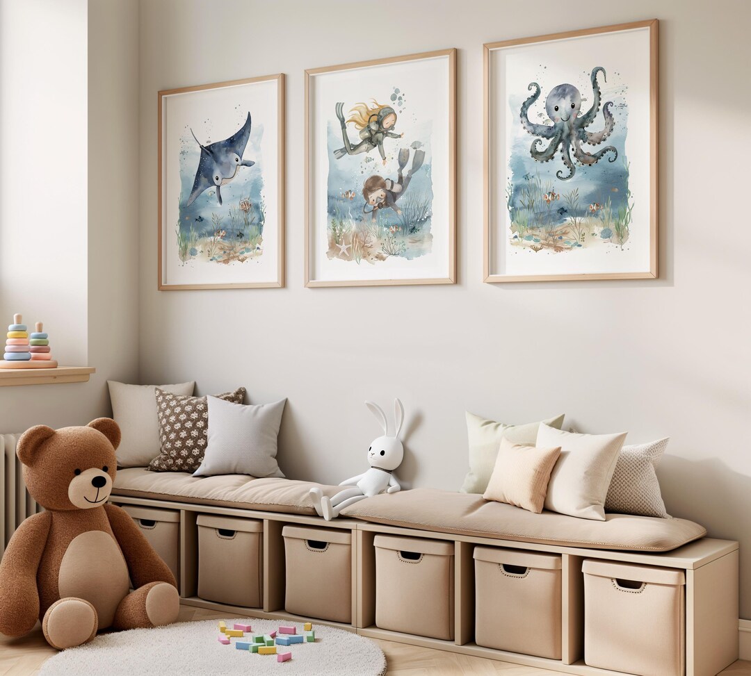 Ocean Prints, Under the Sea Wall Art, Gender Neutral Prints, Nautical ...