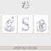 Girls Purple Grey Elephants Watercolor Nursery Name Initial Monogram ...