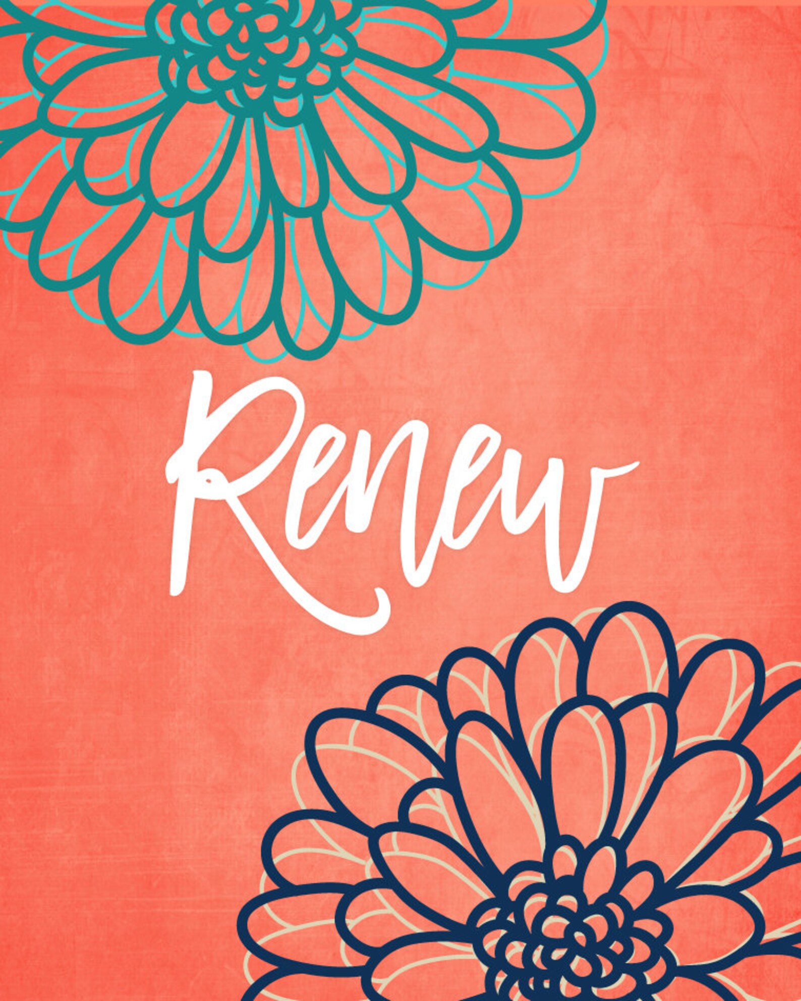 BATHROOM Wall Art Relax Renew Refresh Floral Bathroom | Etsy