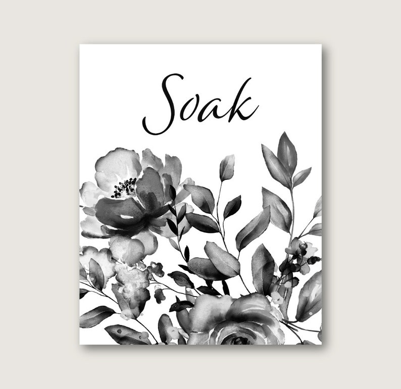 Farmhouse Watercolor Flowers Bathroom Art Relax Soak Unwind - Etsy