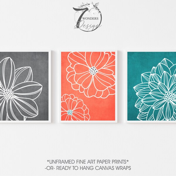 Coral Teal Gray - Etsy