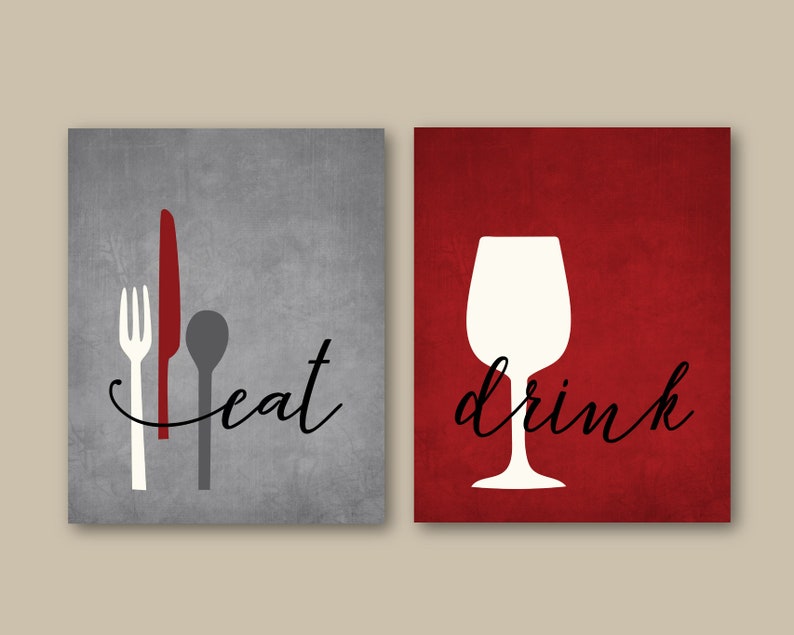 Modern Kitchen Wall Art - Eat Drink Pray Love, Praying Hands, Christian ...
