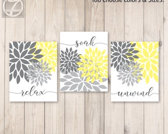 Yellow gray decor | Etsy