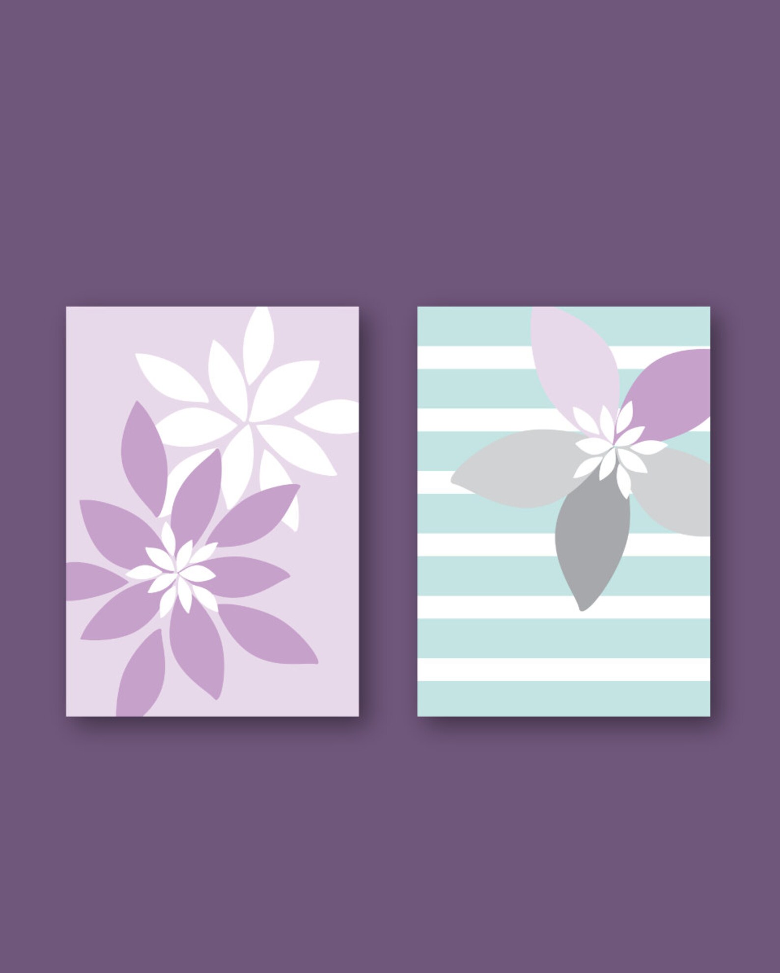 Flower Burst Wall Art Botanicals Abstract Art Print Set of - Etsy