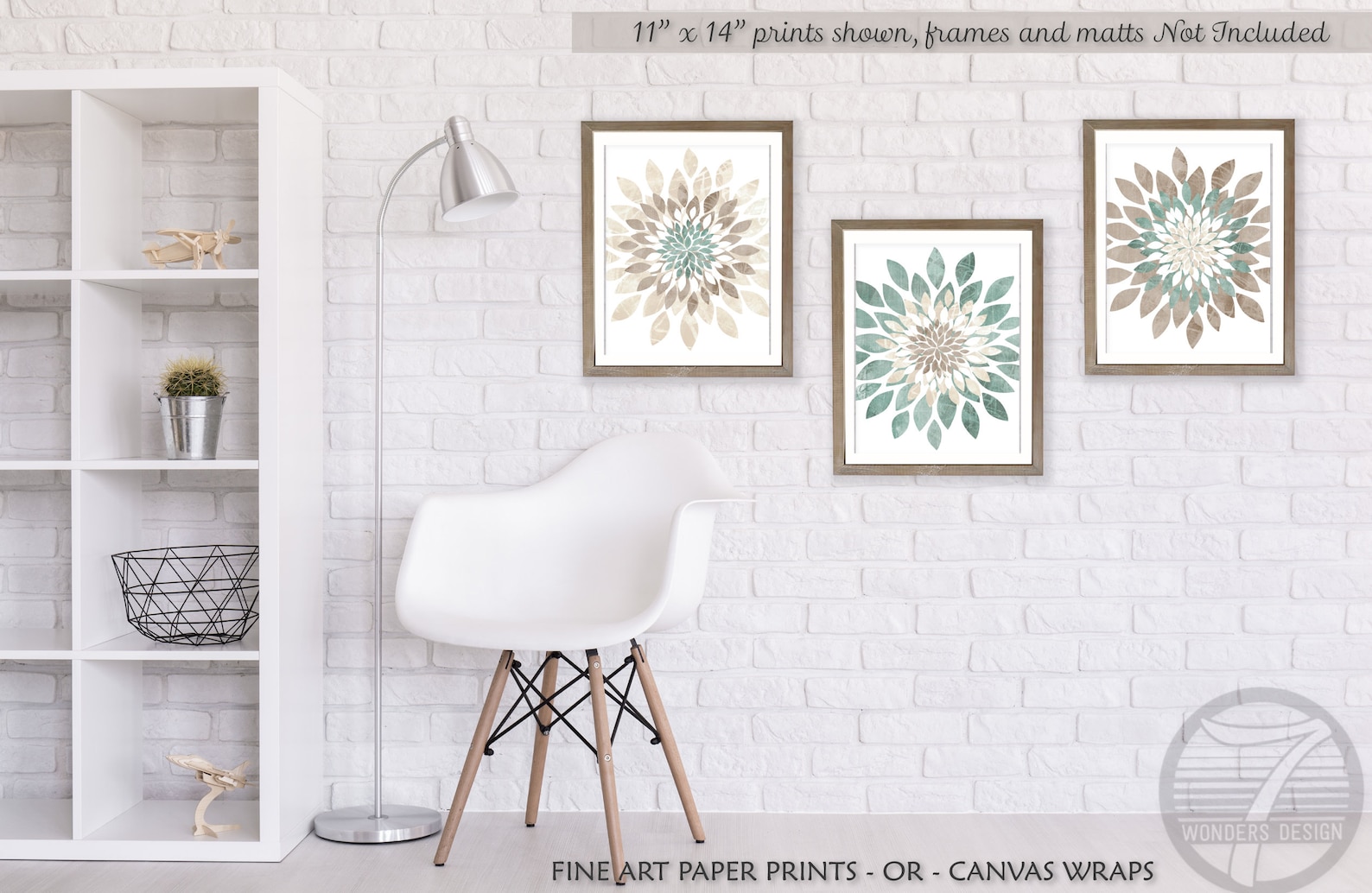 Modern Flower Bursts Floral Wall Decor Neutral Wall Art | Etsy