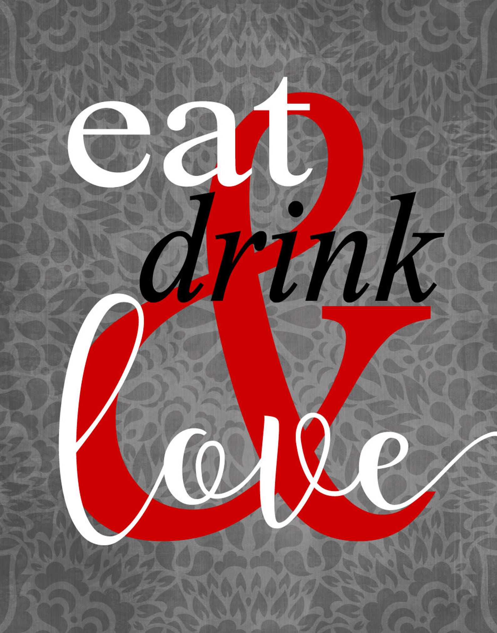 Eat Drink and Love Modern Kitchen Art Print Set of 3 2 Size | Etsy