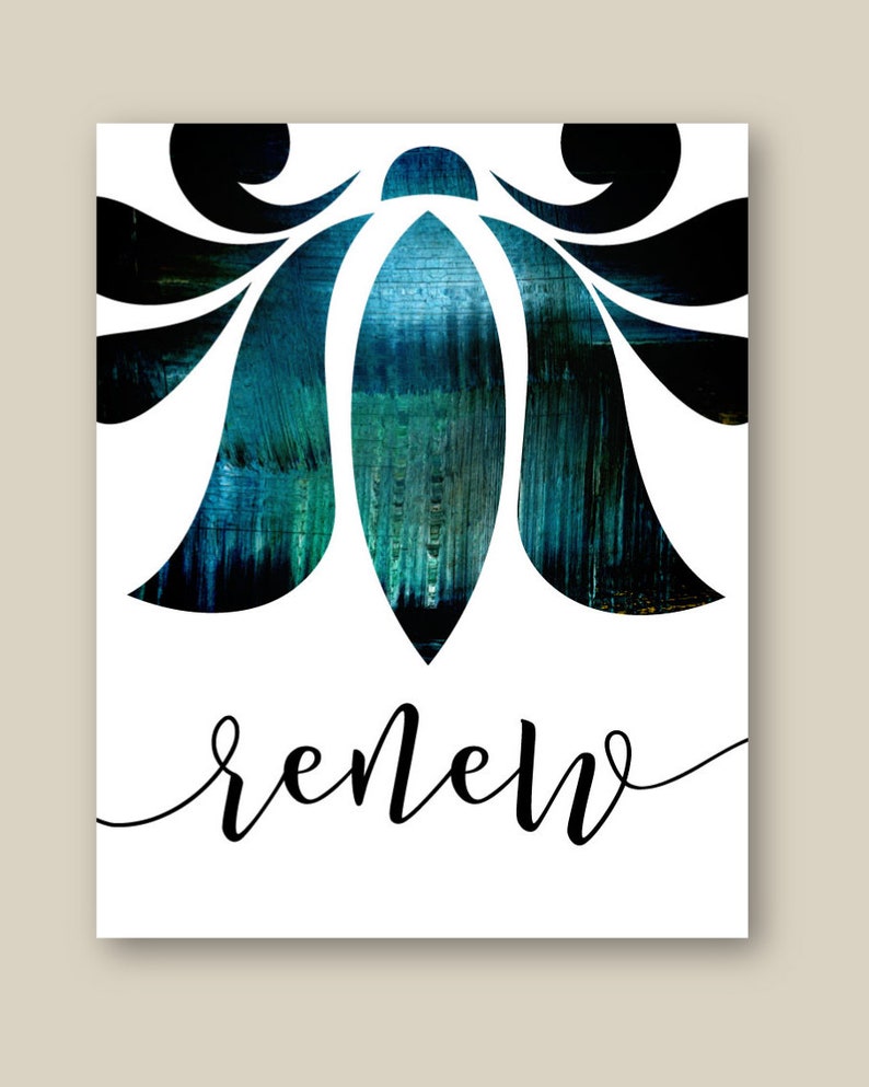 Modern Abstract Floral Bathroom Art Relax Renew Refresh Art in - Etsy