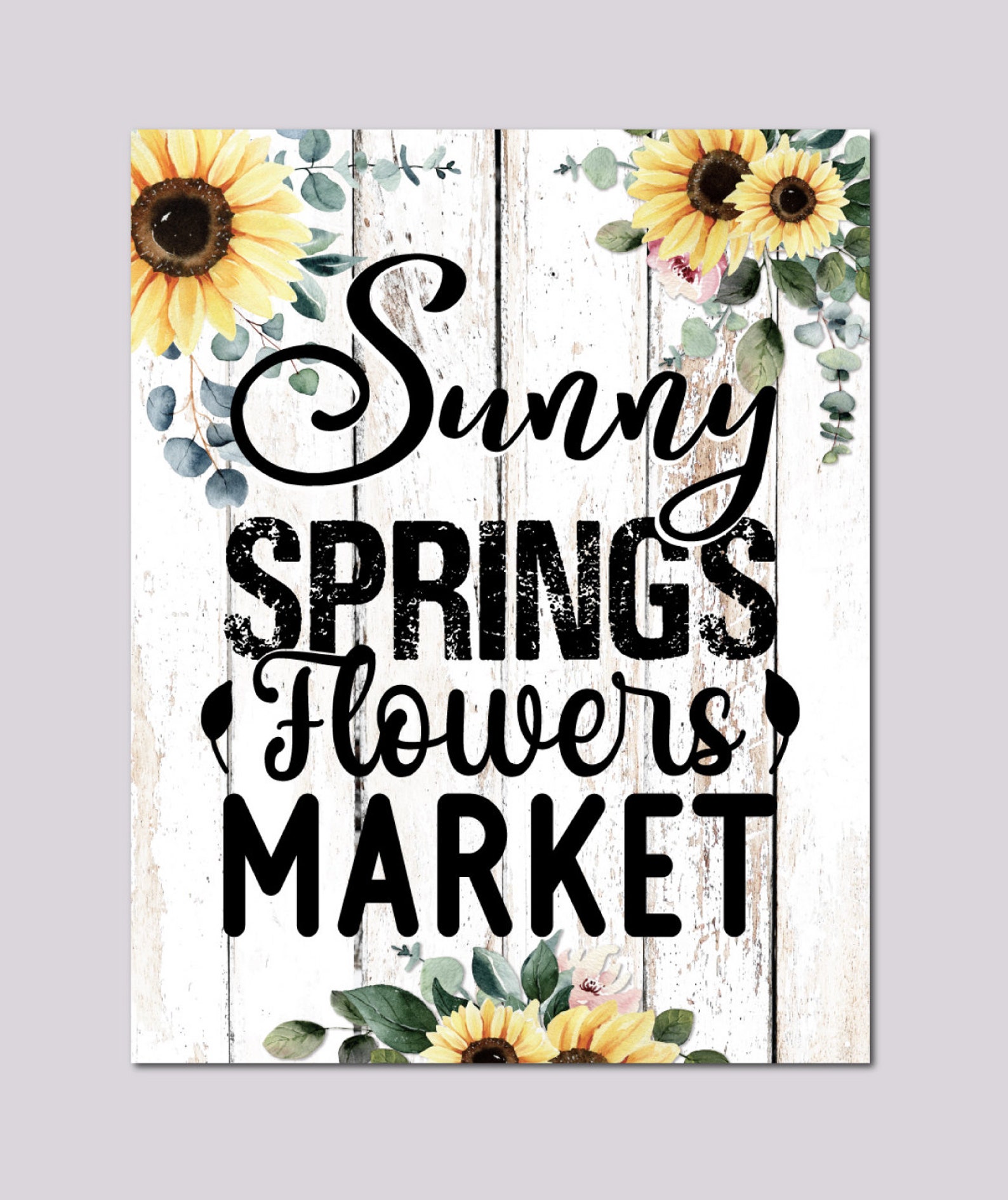 Rustic Farmhouse Kitchen Wall Art Print Sunflower Eucalyptus - Etsy