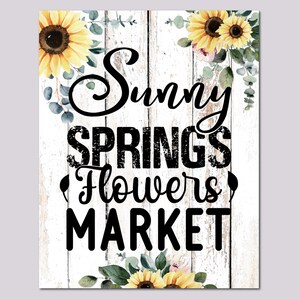 Rustic Farmhouse Kitchen Wall Art Print Sunflower Eucalyptus Faux Wood ...