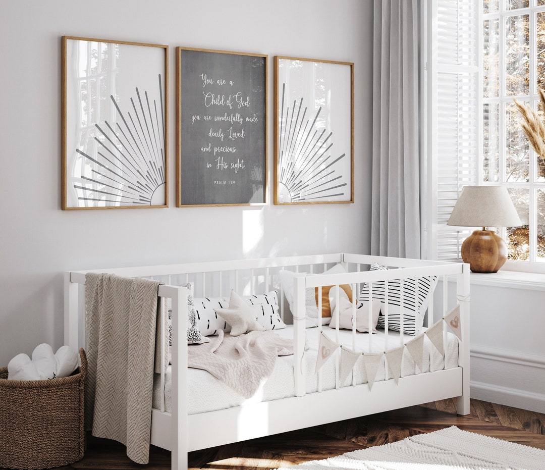 You Are a Child of God Gender Neutral Sun Burst Art Prints PNW Gray ...