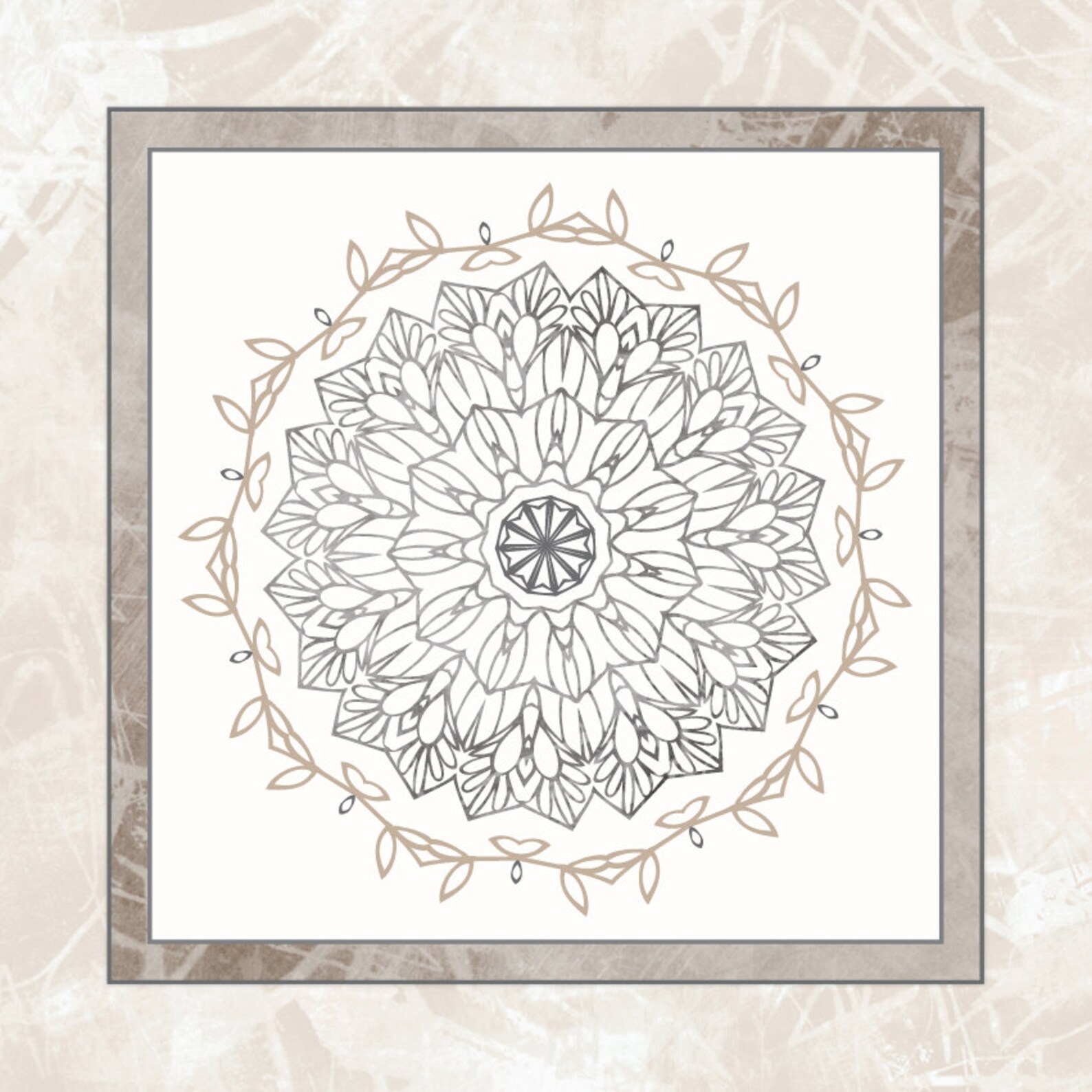 Calming Boho Mandala Art Square Art Set of 3 Distressed - Etsy