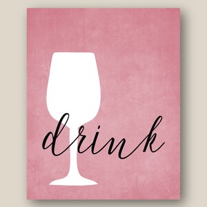 Kitchen Wall Art Print Set, Eat Drink Love, Pink Blush Gray Black ...