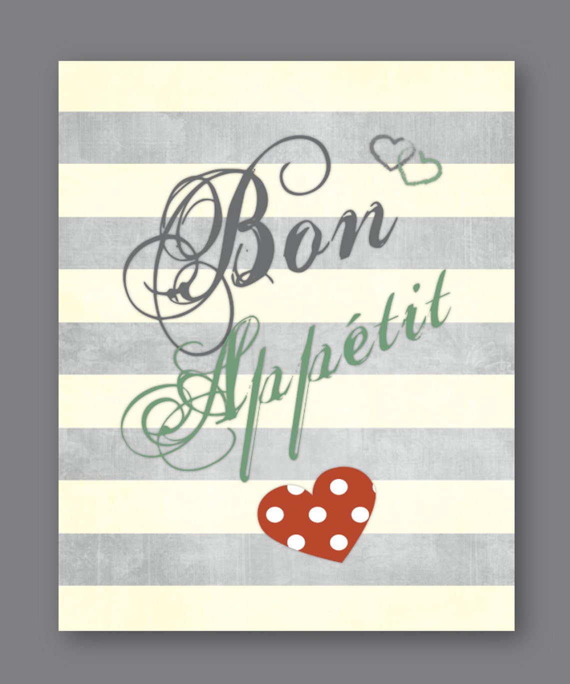 Modern Kitchen Art Print Set Bon Appetit Cups Utensils // | Etsy