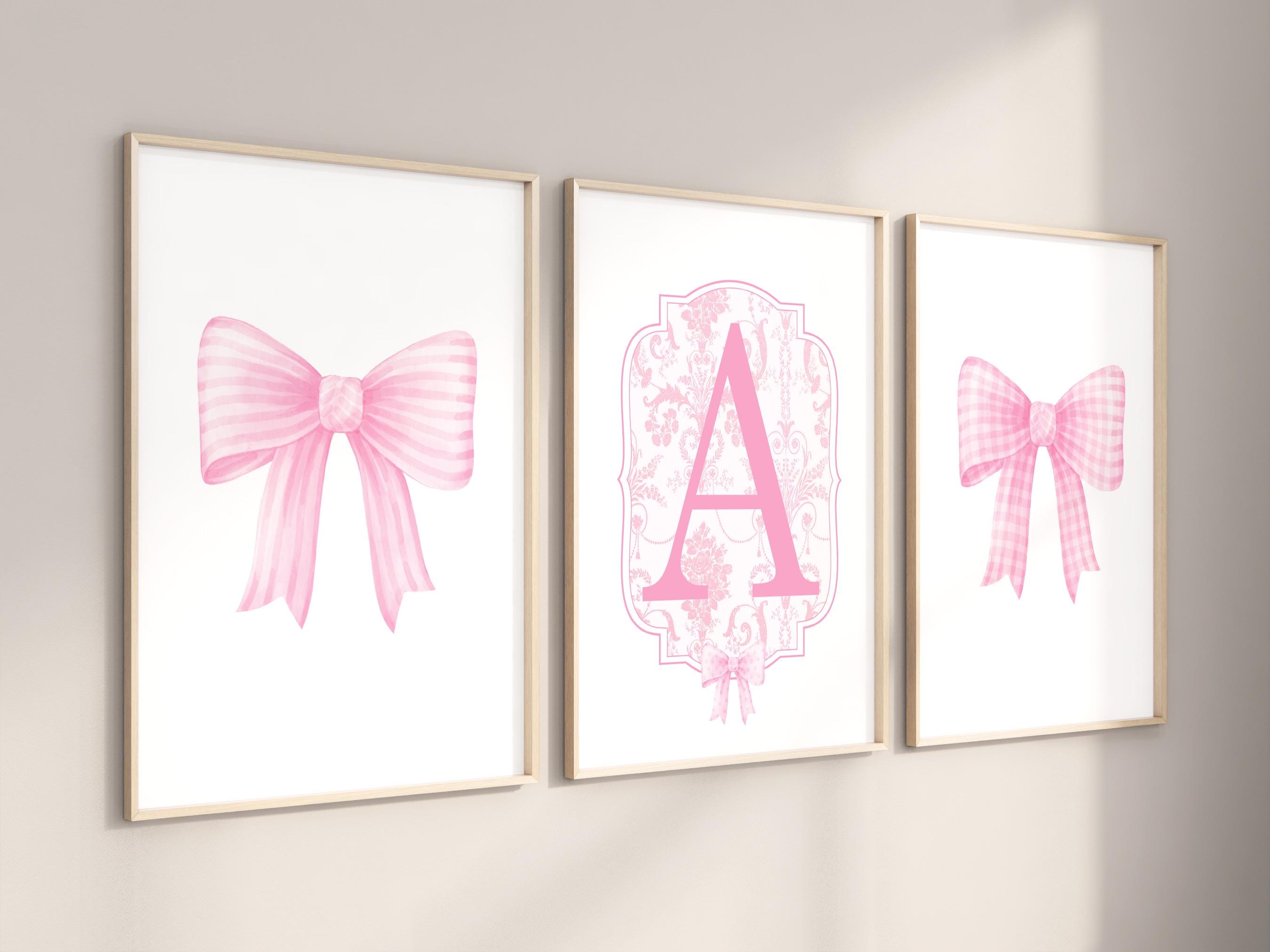 Pink Bow Prints, Girls Pink Coquette Bows, Pink Nursery Bow Wall Art ...