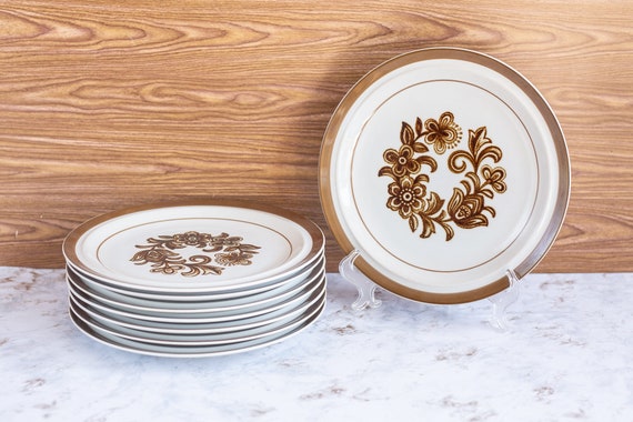 Vintage Brown Monterrey 1970s Dinner Plate Set of 8 | Etsy