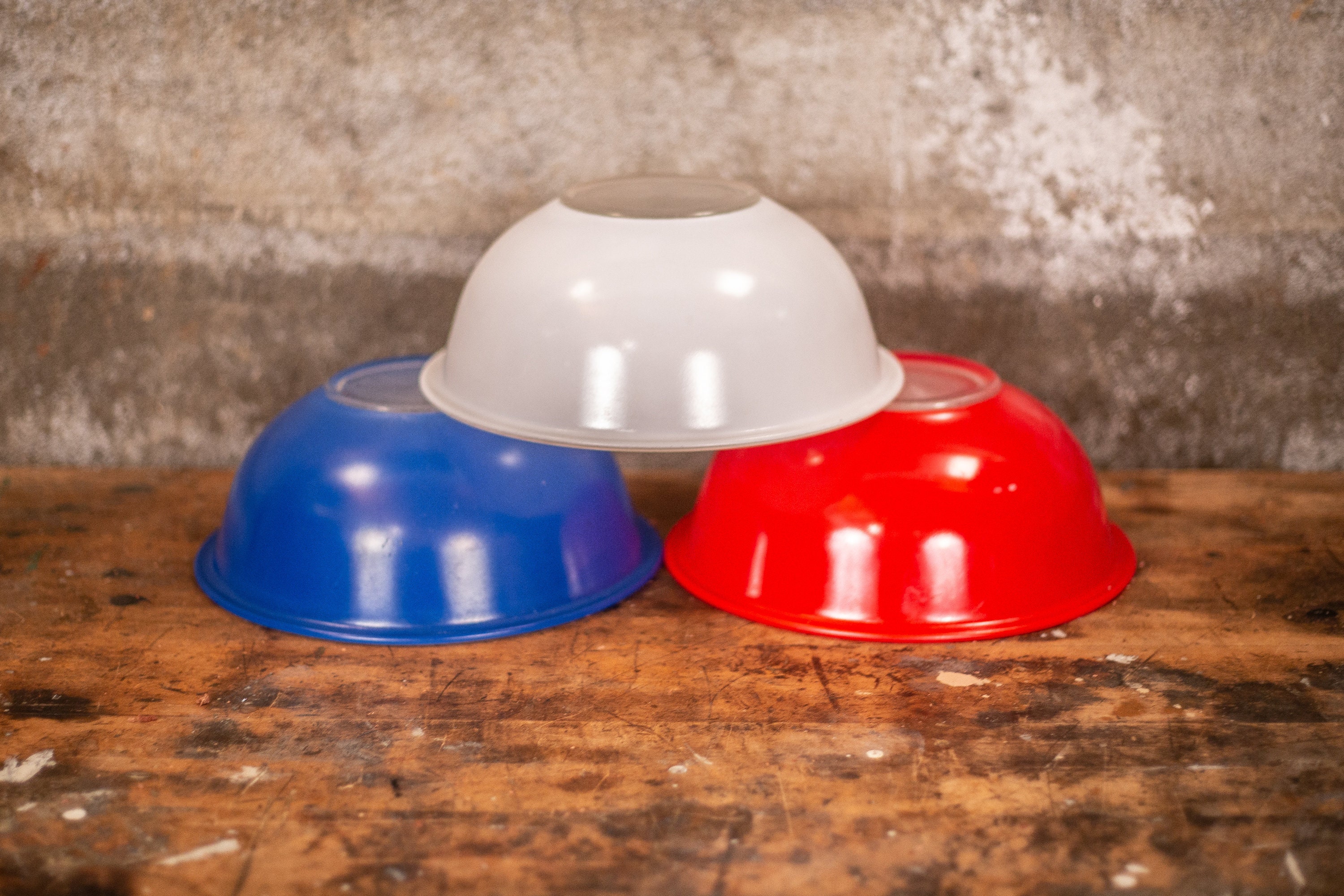 Vintage Pyrex Red White and Blue Clear Bottom Mixing Bowl Set - Etsy
