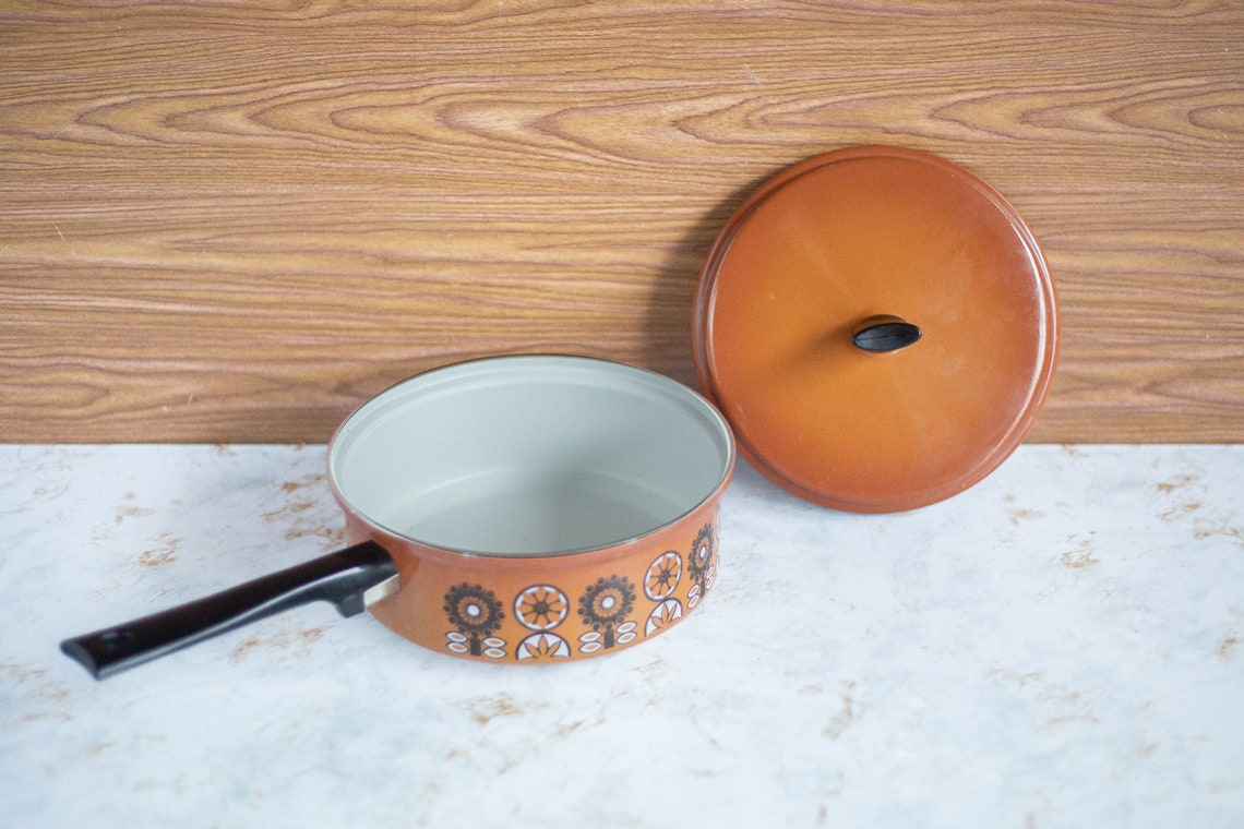 Vintage Enameled Aluminum Pan Ecko Eterna Country Garden 2 - Etsy