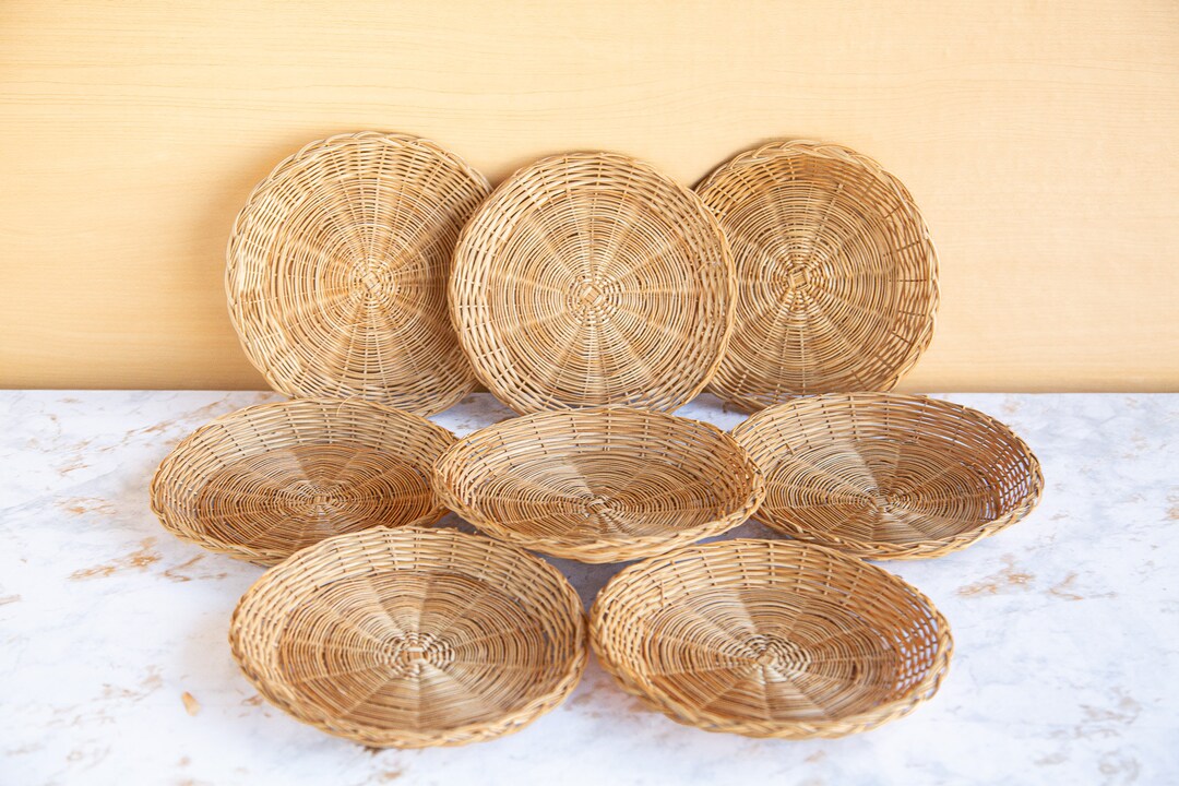 Vintage Mini Paper Plate Holders Set of 8 Wicker Basket Style - Etsy