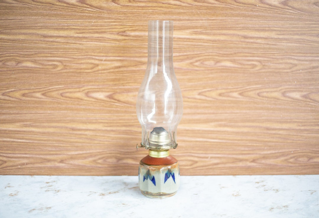 Vintage Studio Pottery Oil Lamp: Jay Trenchard Ceramic Hurricane Lamp ...