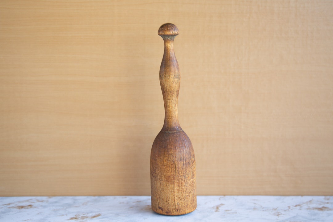 Antique Large Turned Wood Pestle, Food Grinder or Crusher, Primitive ...