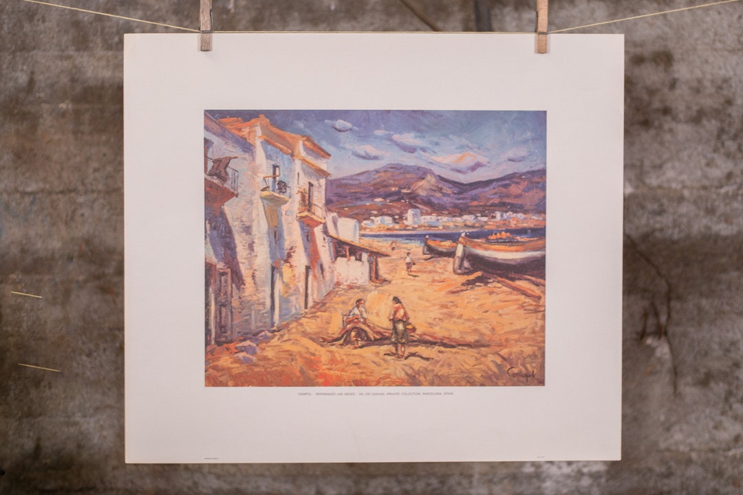 Vintage Campol Lithograph: Spanish Coastal Scene Fine Art Print - Etsy