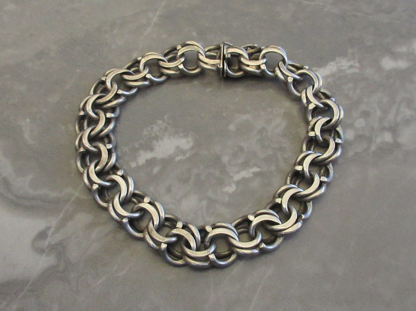 Vintage Sweden 830 Silver Double Chain Bismark Link Bracelet | Etsy