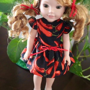 Chili Pepper Doll Dress and Bloomers, Fits Wellie Wisher and 14-15 Inch ...
