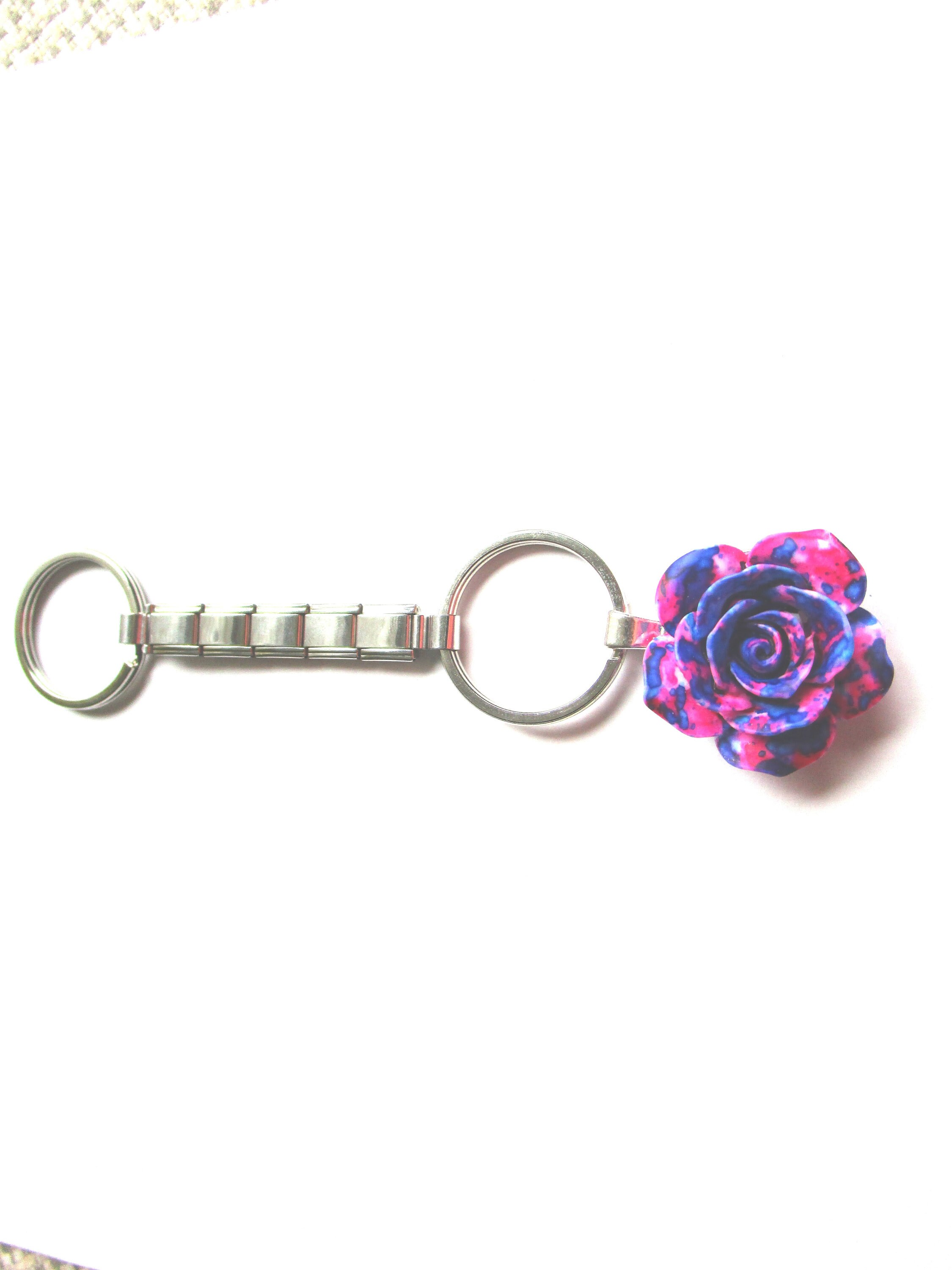 Carved Rose Flower Style Silver Tone Charm Key Chain - Flower Chain Key ...