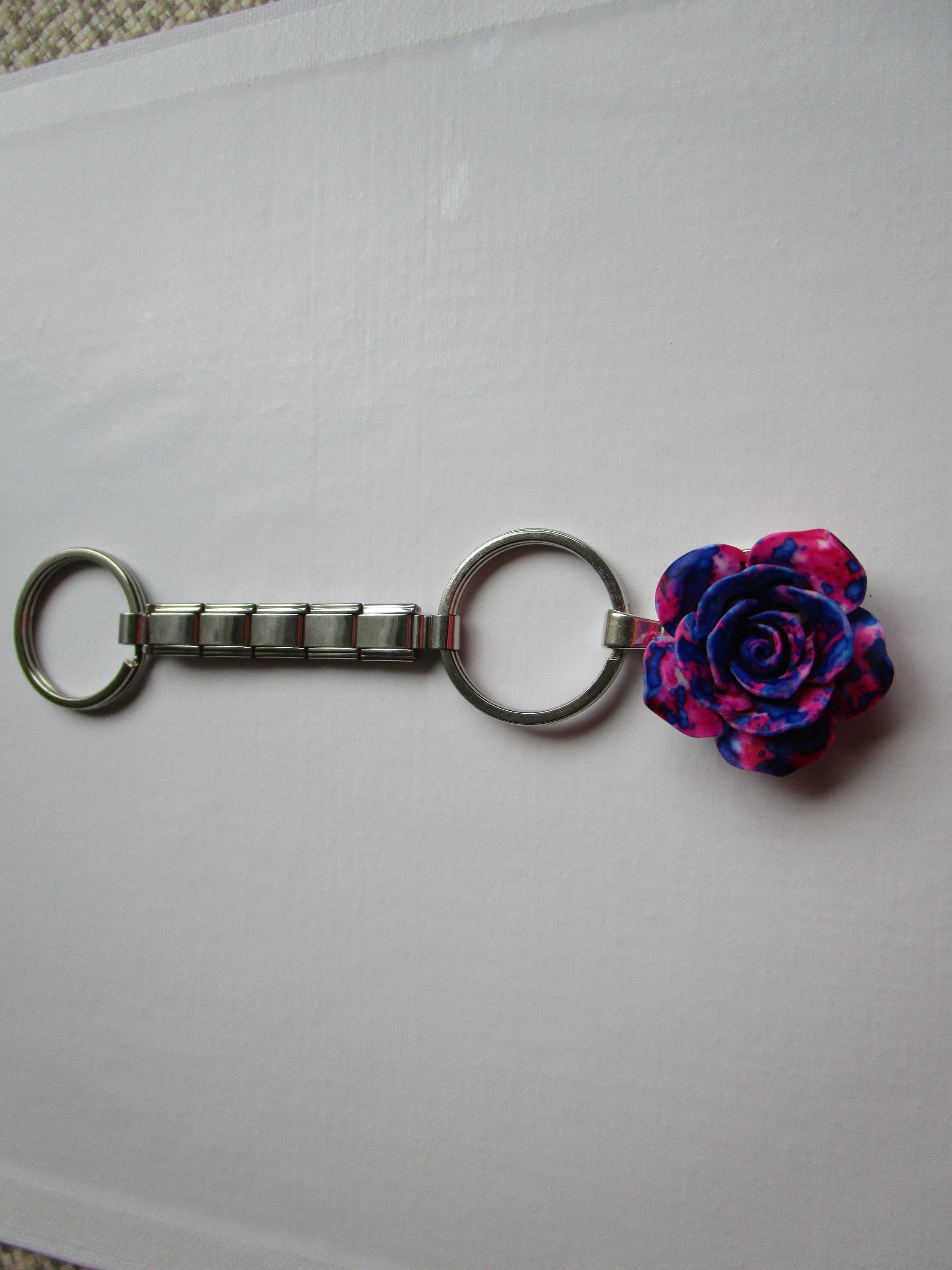 Carved Rose Flower Style Silver Tone Charm Key Chain - Flower Chain Key ...