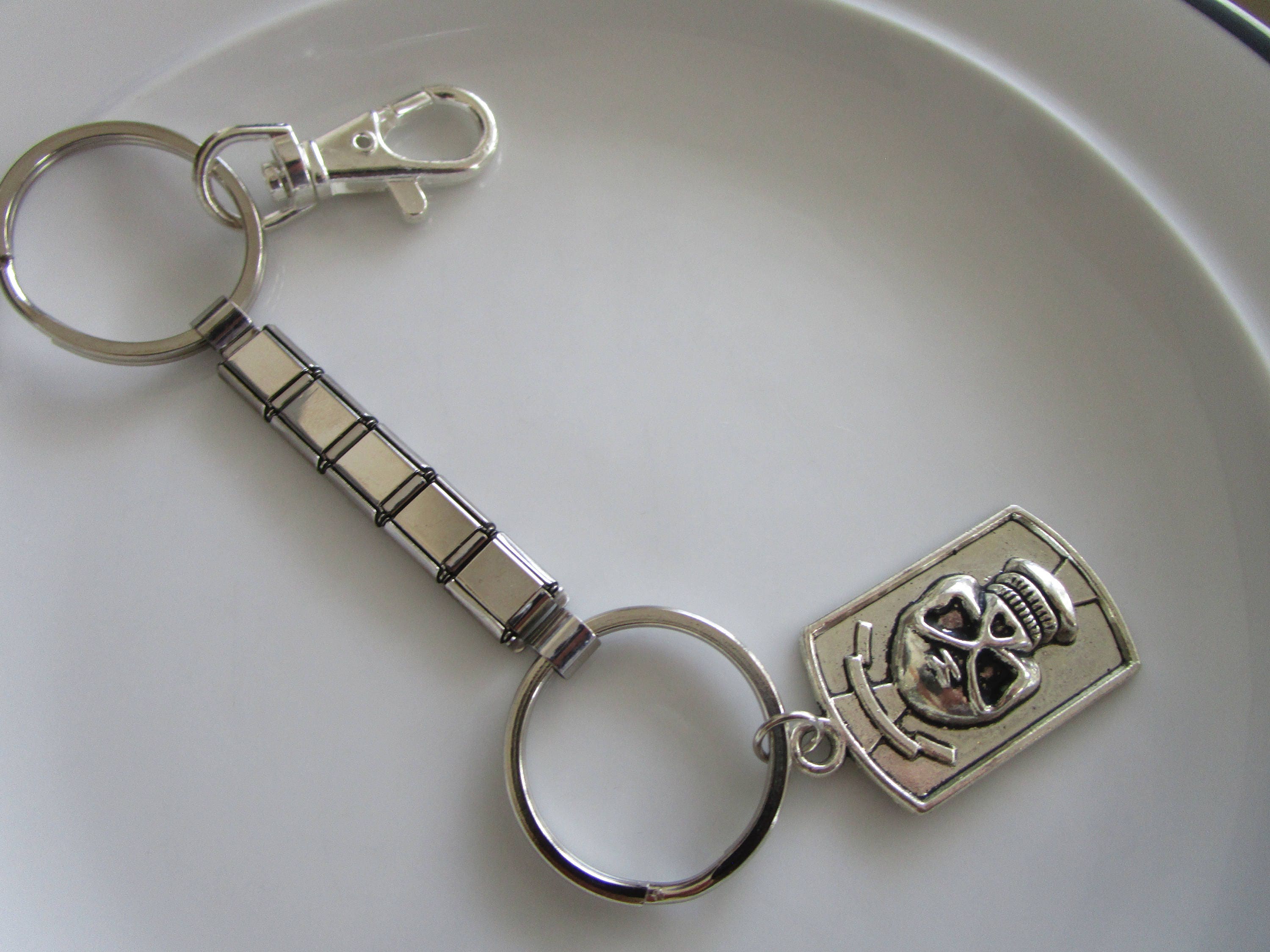 Biker Style Silver Tone Skull Skeleton Charm Key Chain - Etsy Canada
