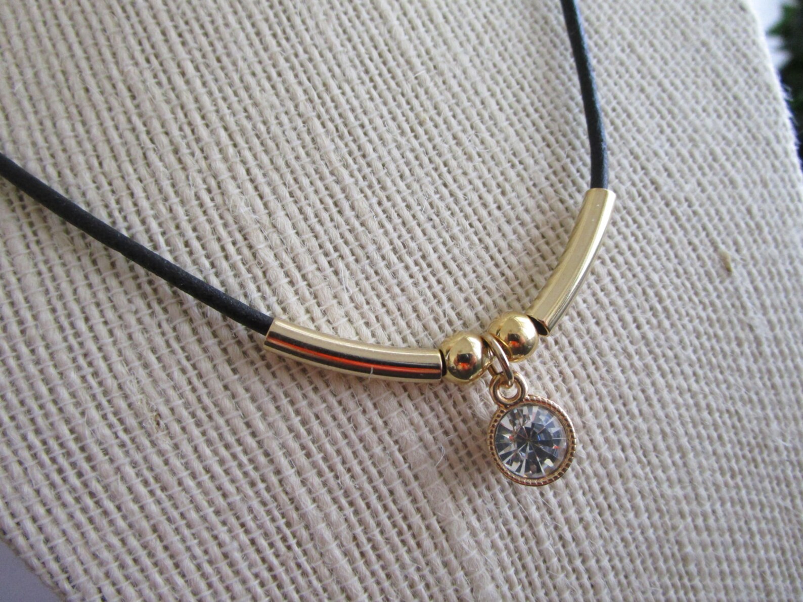 Black Rubber Cord Necklace Chain Round Gold tone clasp 3mm | Etsy