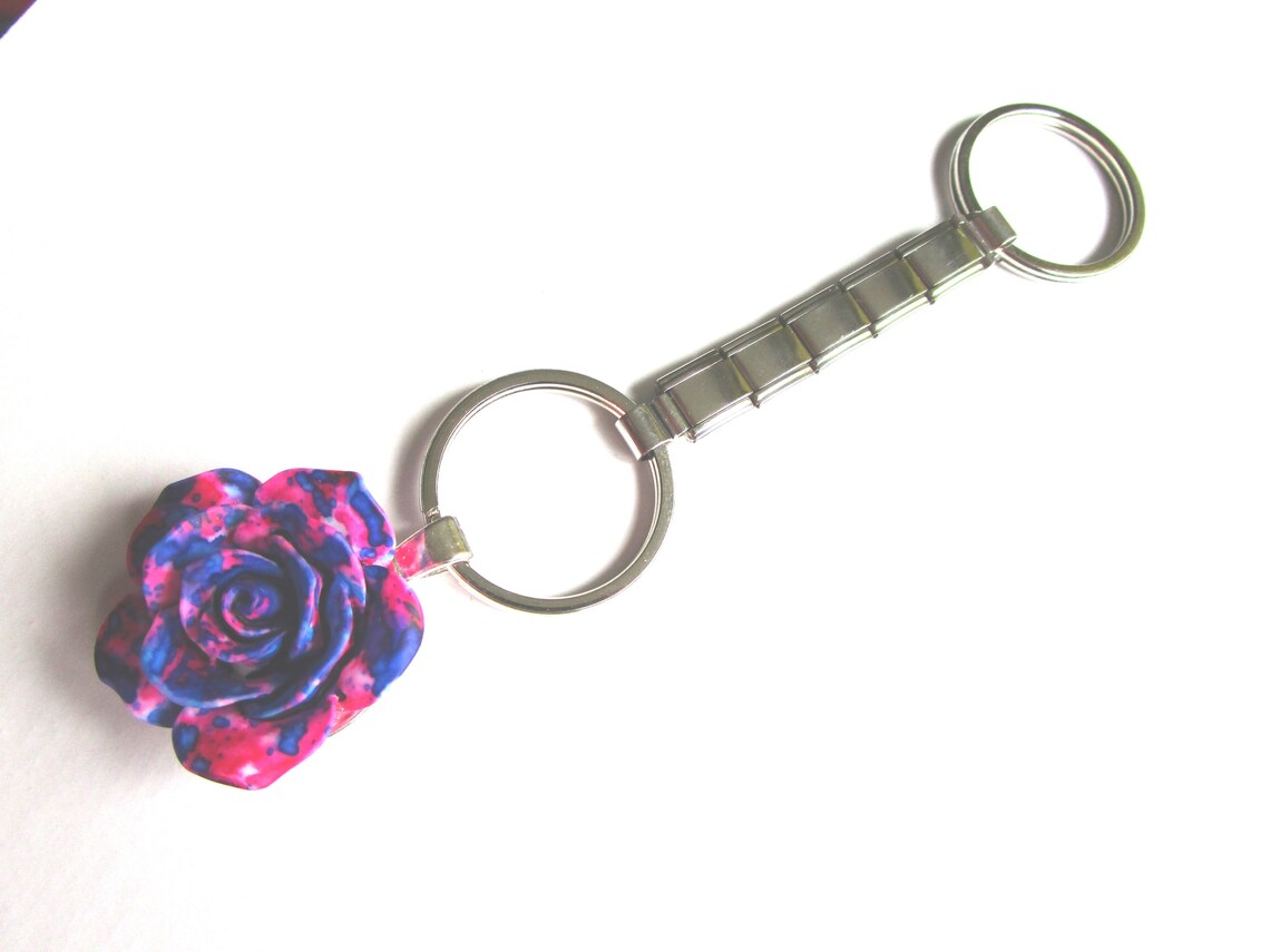Carved Rose Flower Style Silver Tone Charm Key Chain - Flower Chain Key ...