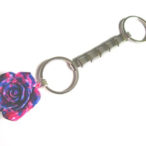 Carved Rose Flower Style Silver Tone Charm Key Chain - Flower Chain Key ...