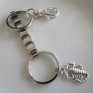 Scorpion Silver Tone Charm Key Chain - Square Chain Key Chain - Linked ...