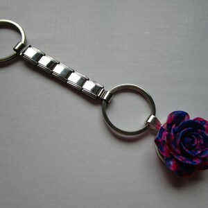 Carved Rose Flower Style Silver Tone Charm Key Chain - Flower Chain Key ...
